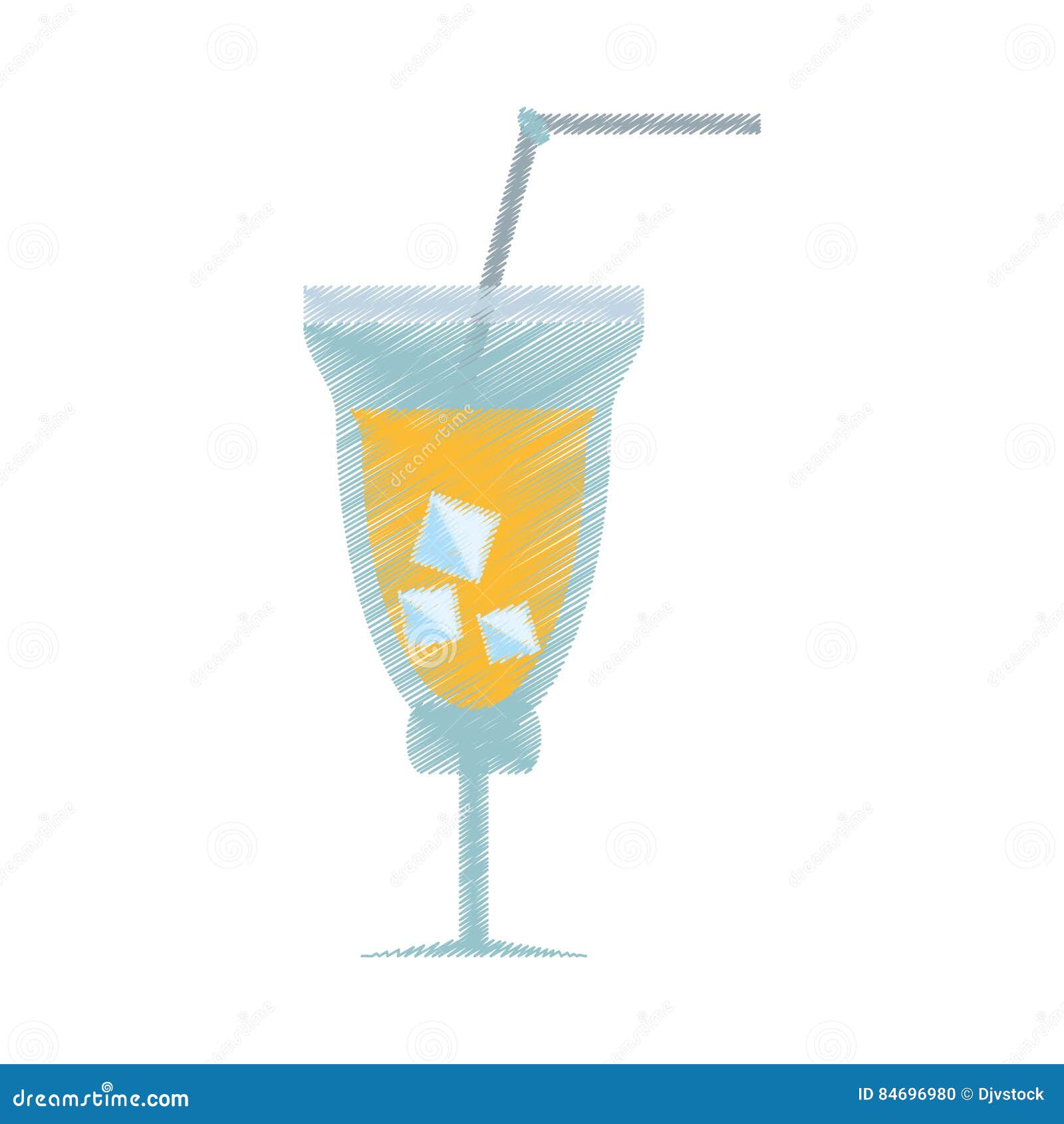 Drawing Cocktail Fresh Drink Straw Ice Stock Illustration ...