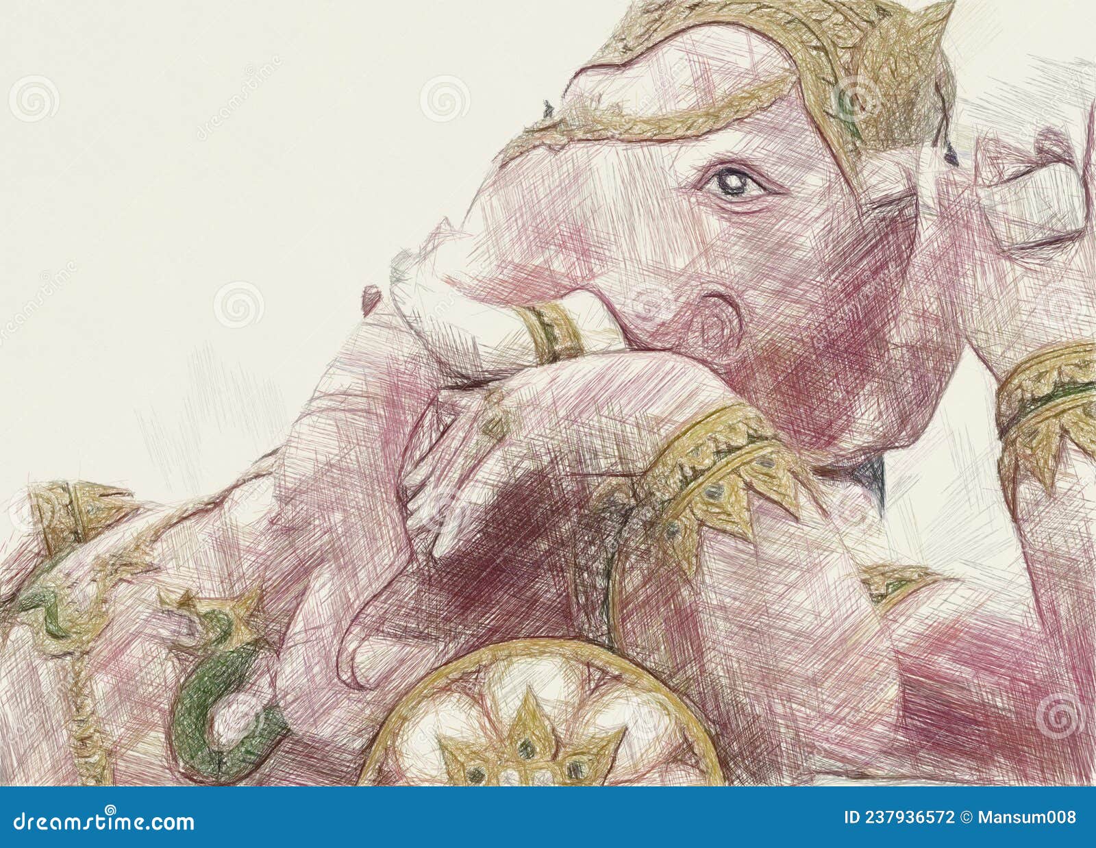 Drawing Color of Ganasha Statue Stock Photo - Image of abstract ...