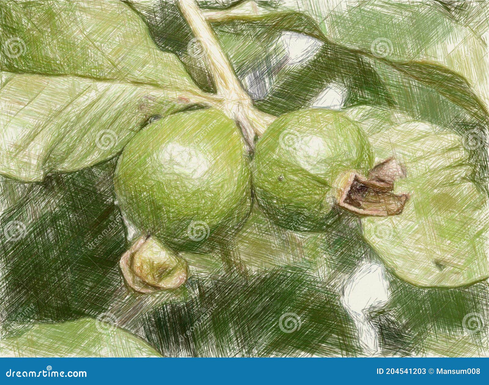 Drawing Color of Guava Fruit Stock Illustration - Illustration of fruit ...