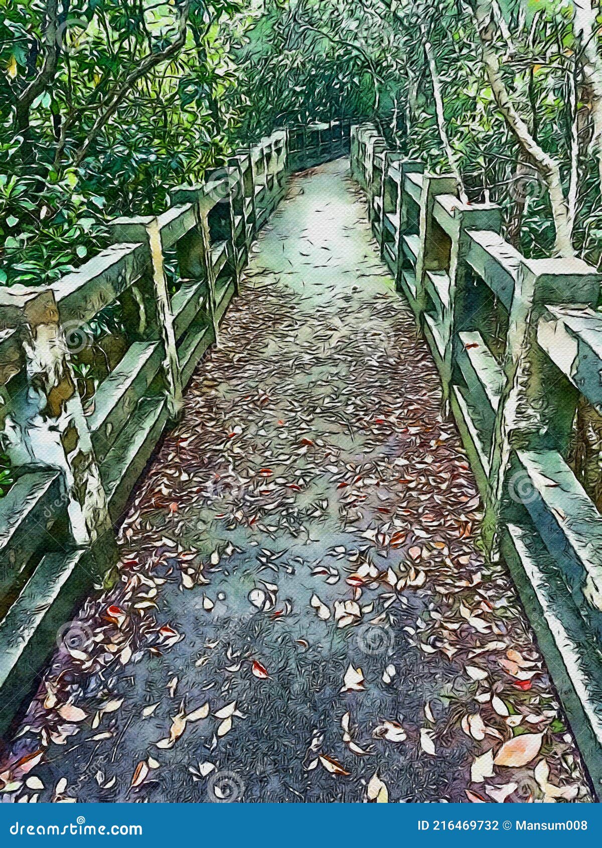 Drawing Color of Way in Forest Stock Photo - Image of environment ...