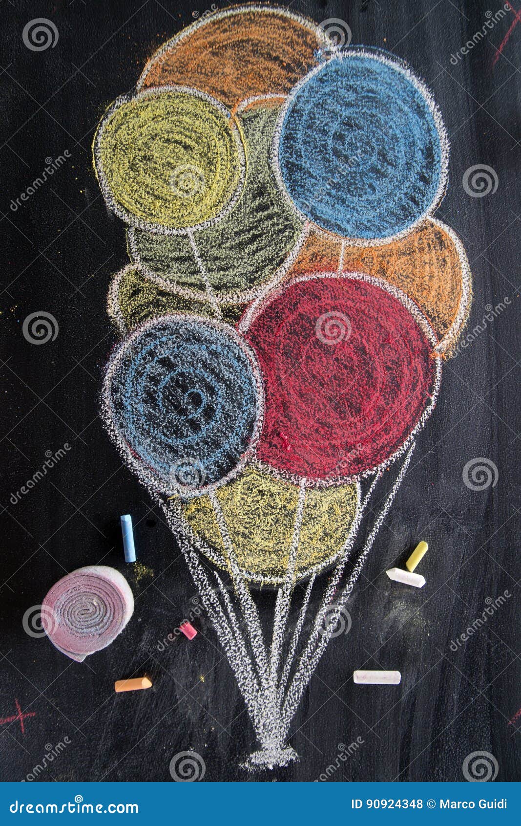 Drawing of Colored Balloons Stock Photo - Image of balloon, color: 90924348