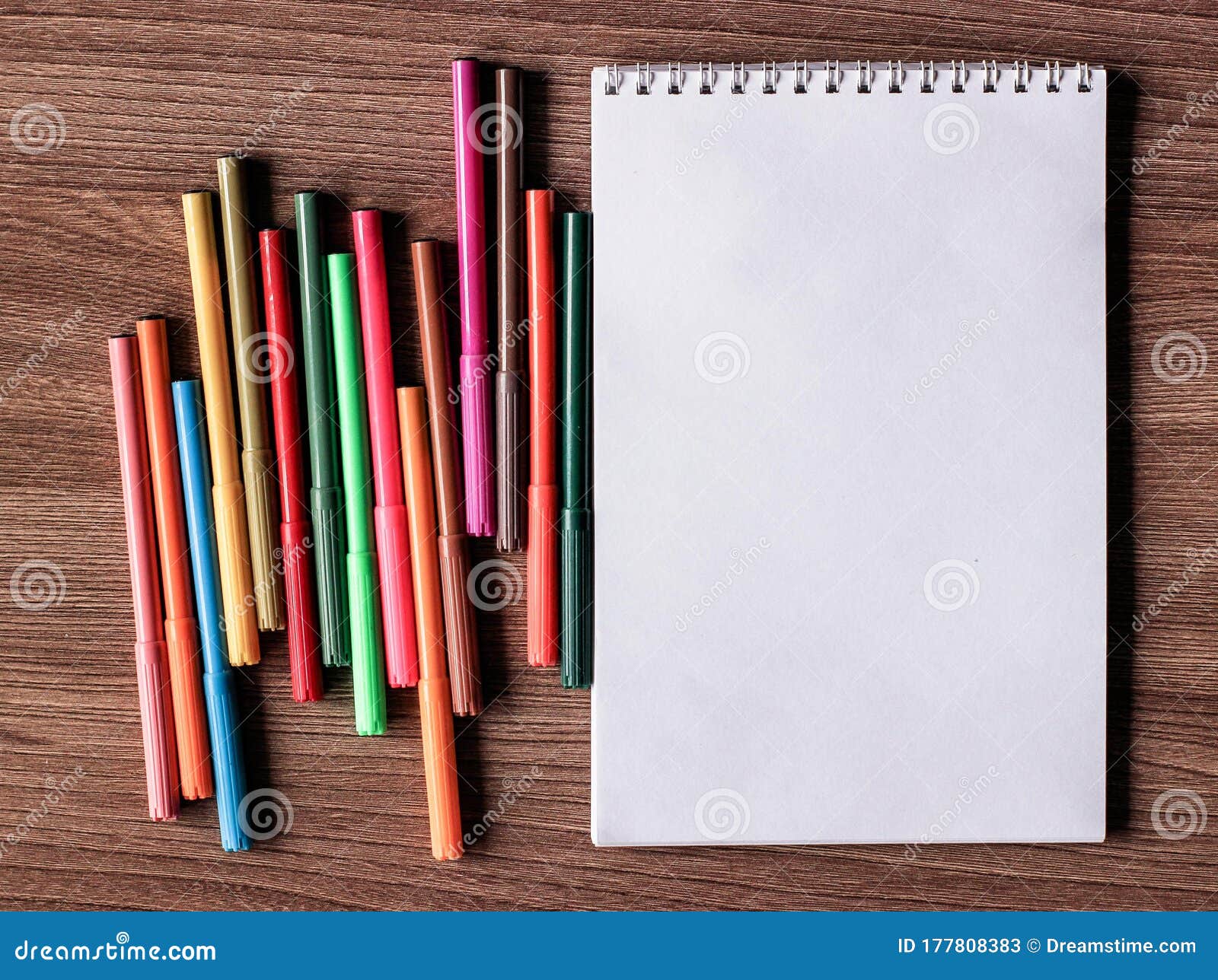 Drawing with Colored Markers in Notepad Stock Image - Image of pages ...