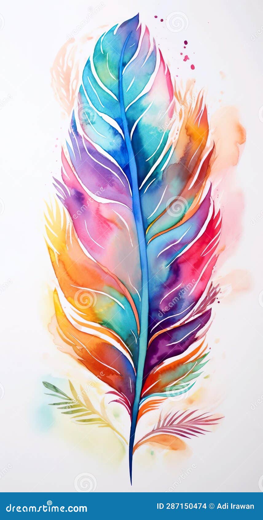 A Drawing of a Colorful Feather Illustration Stock Illustration ...