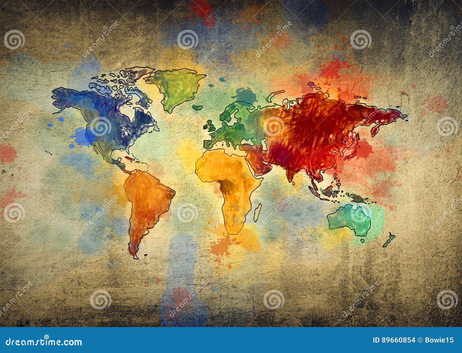 A Drawing Of A Colorful Map Stock Photo - Image of line, drawing: 89660854