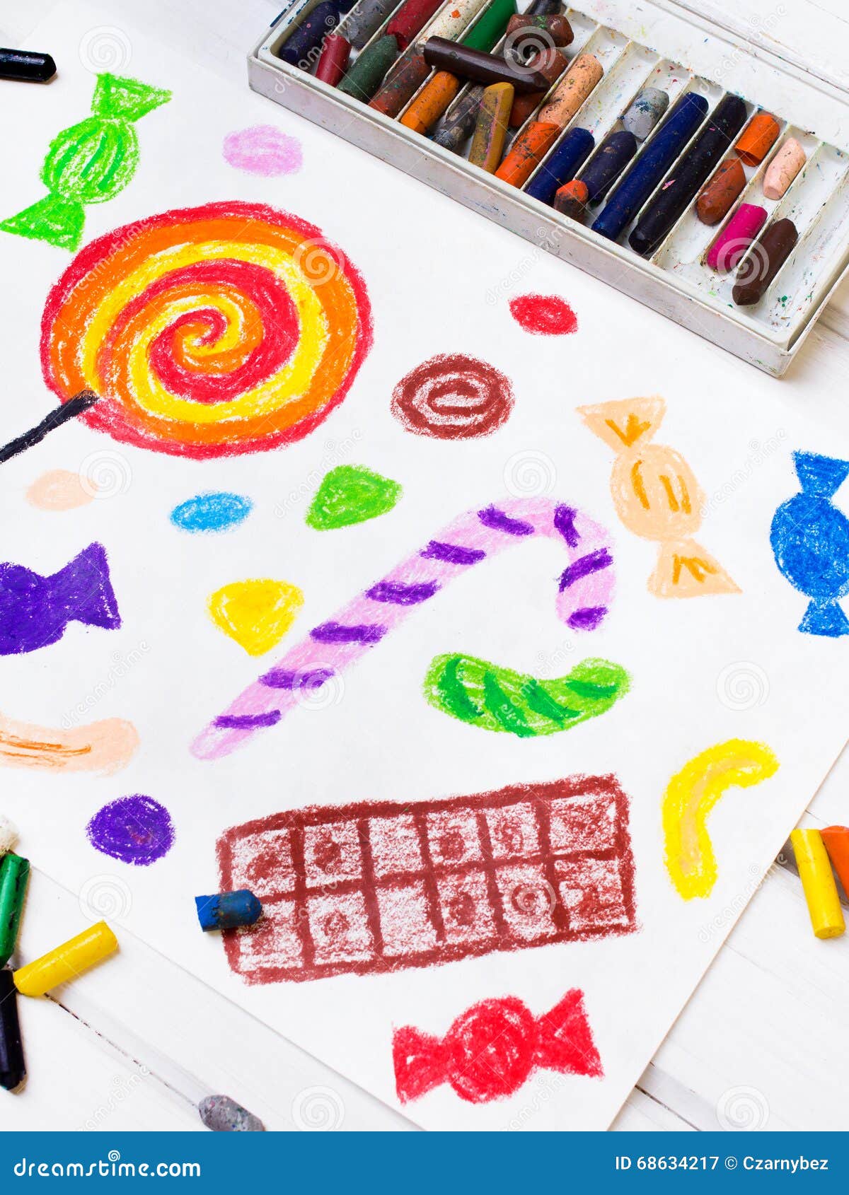 Drawing: colorful sweets stock image. Image of diet, school - 68634217