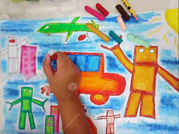Drawing and Coloring Activities Using Crayons Stock Image - Image of ...