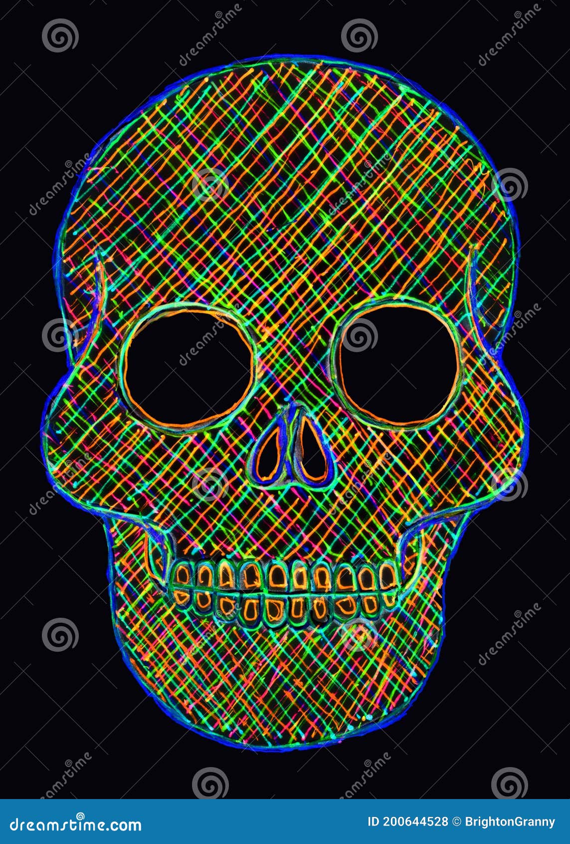 Hand Drawn Patterned Scull on Red Background. Stock Illustration ...