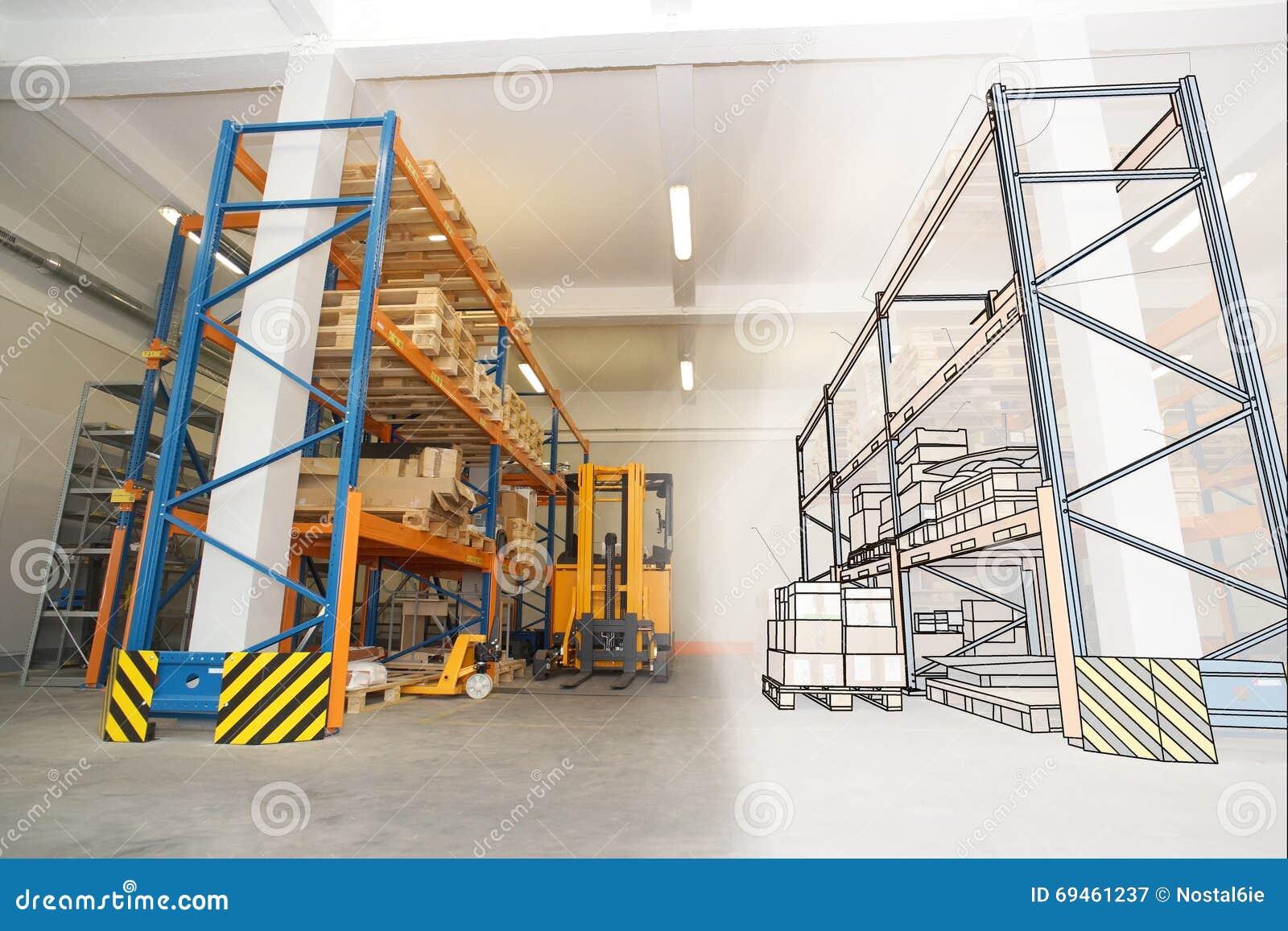 Drawing Combined with Shelves and Racks Stock Image - Image of goods ...