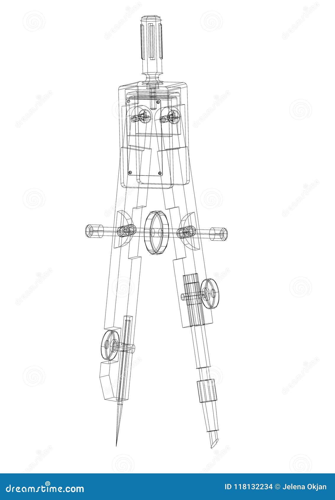 Drawing Compass Architect Blueprint - Isolated Stock Illustration ...
