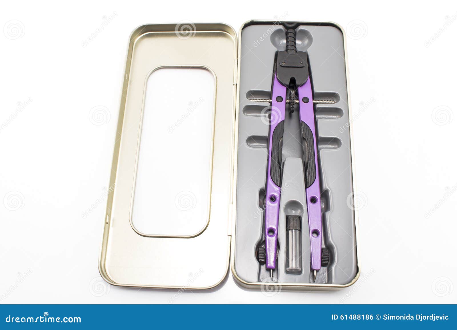 Drawing Compass in a Box Isolated on White Stock Photo - Image of ...