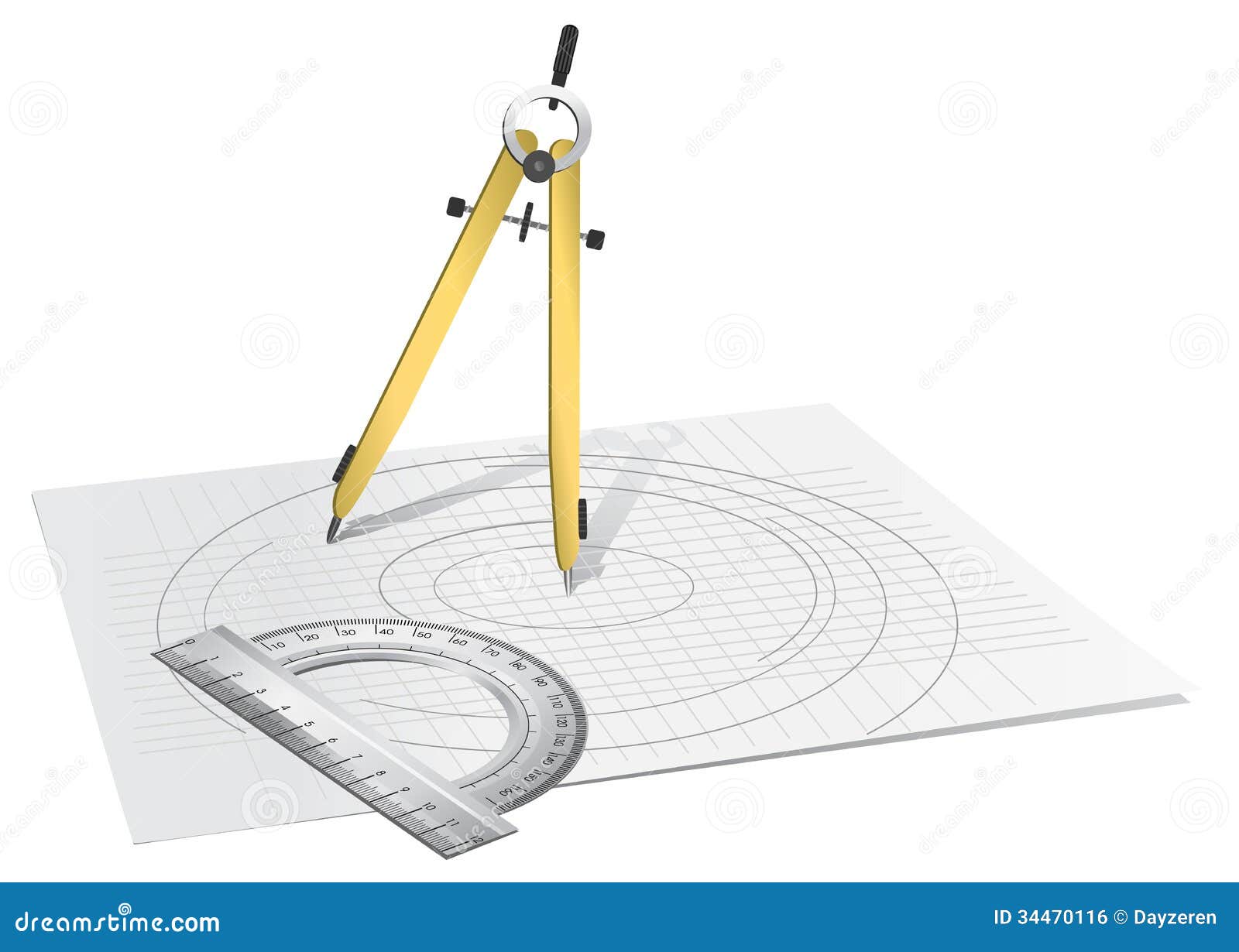Drawing Compass stock vector. Illustration of stationary - 34470116