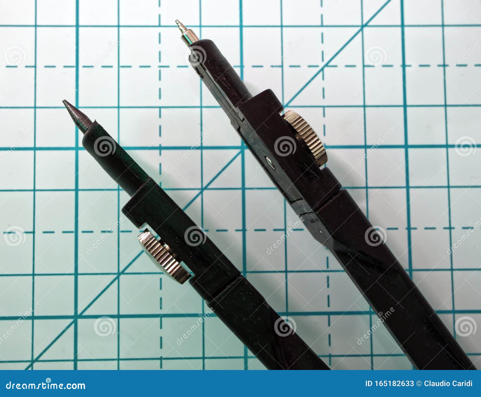 Drawing Compass on a Geometric Background. Macro Image Stock Image ...