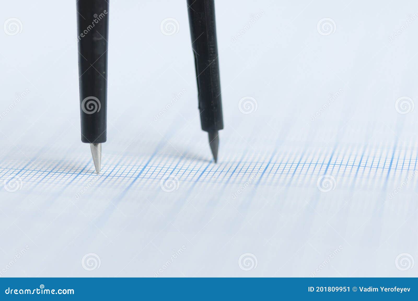 Drawing a Compass on Graph Paper with Copy Space for Presentation Stock ...