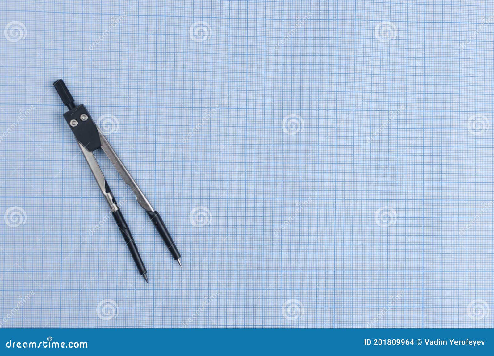 Drawing a Compass on Graph Paper with Copy Space for Presentation Stock ...