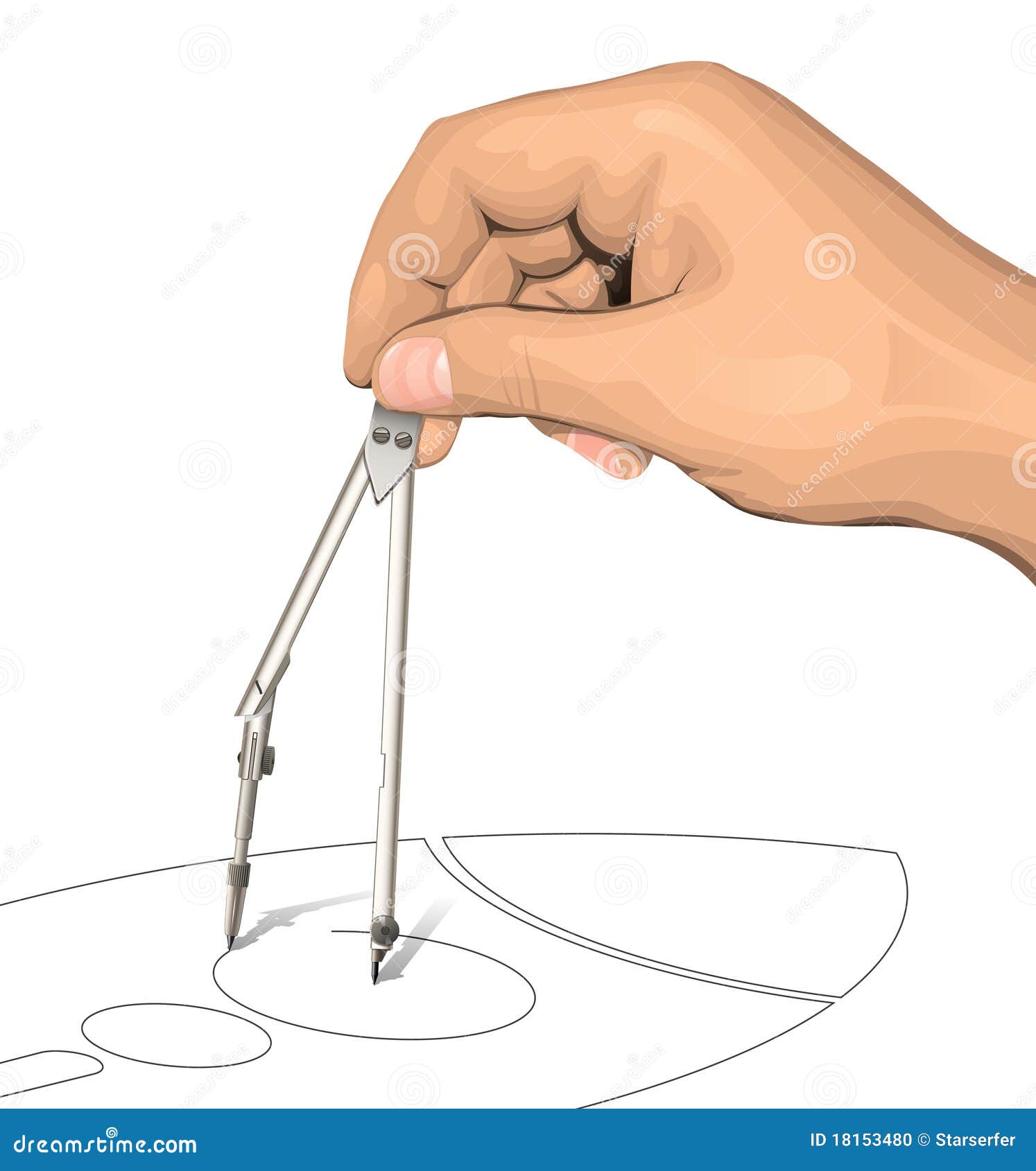 Drawing Compass In Hand Vector Illustration | CartoonDealer.com #18153480