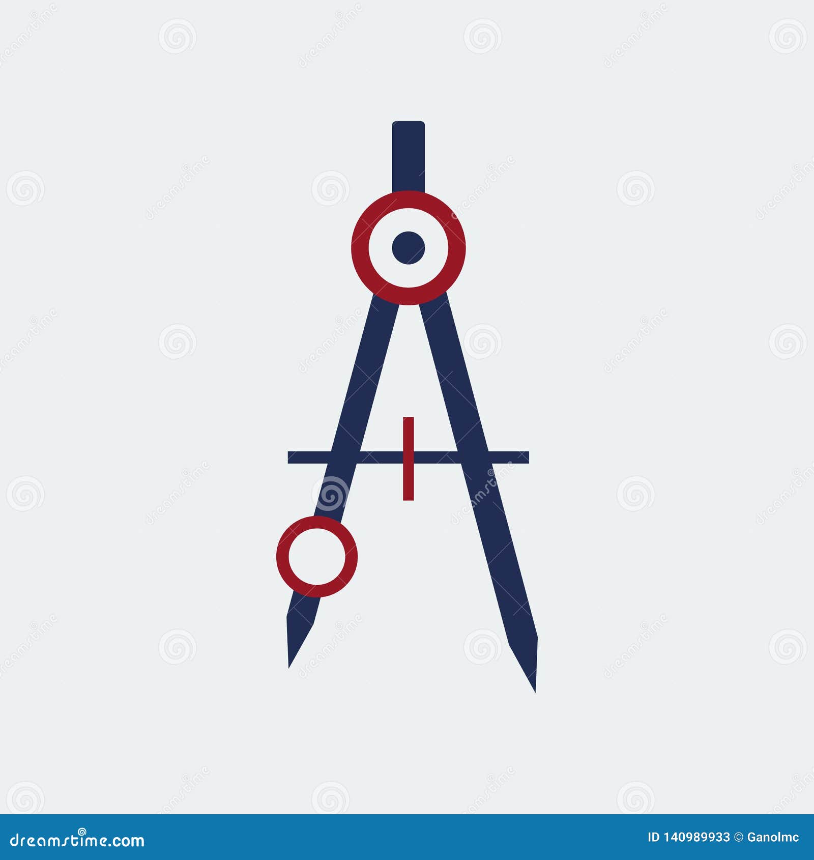 Colored Drawing Compass Icon Stationery.Flat Design.Vector Illustration ...