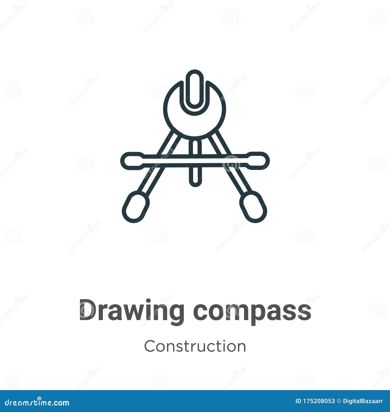 Drawing Compass Outline Vector Icon. Thin Line Black Drawing Compass ...