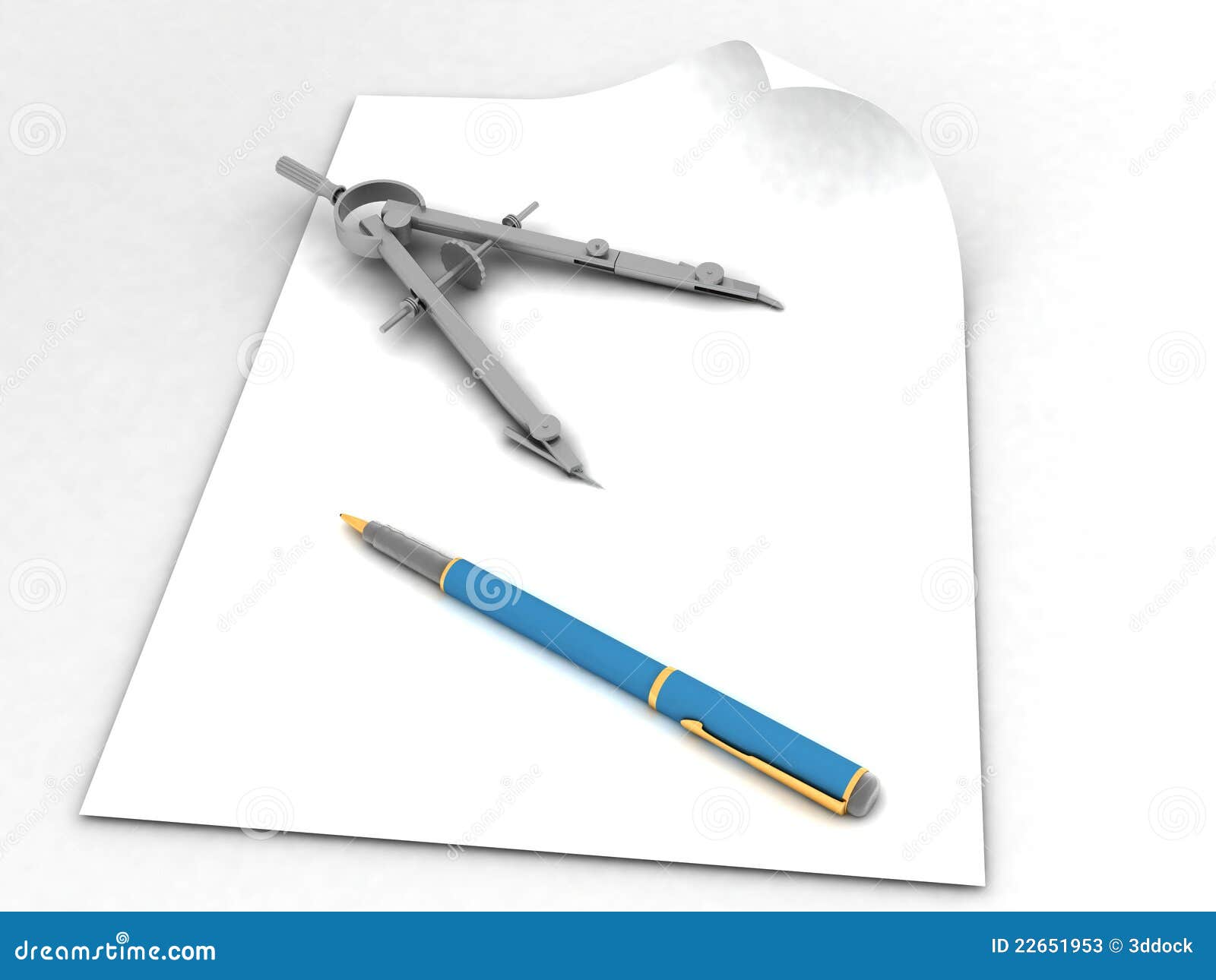 Drawing compass and pen stock illustration. Illustration of print ...