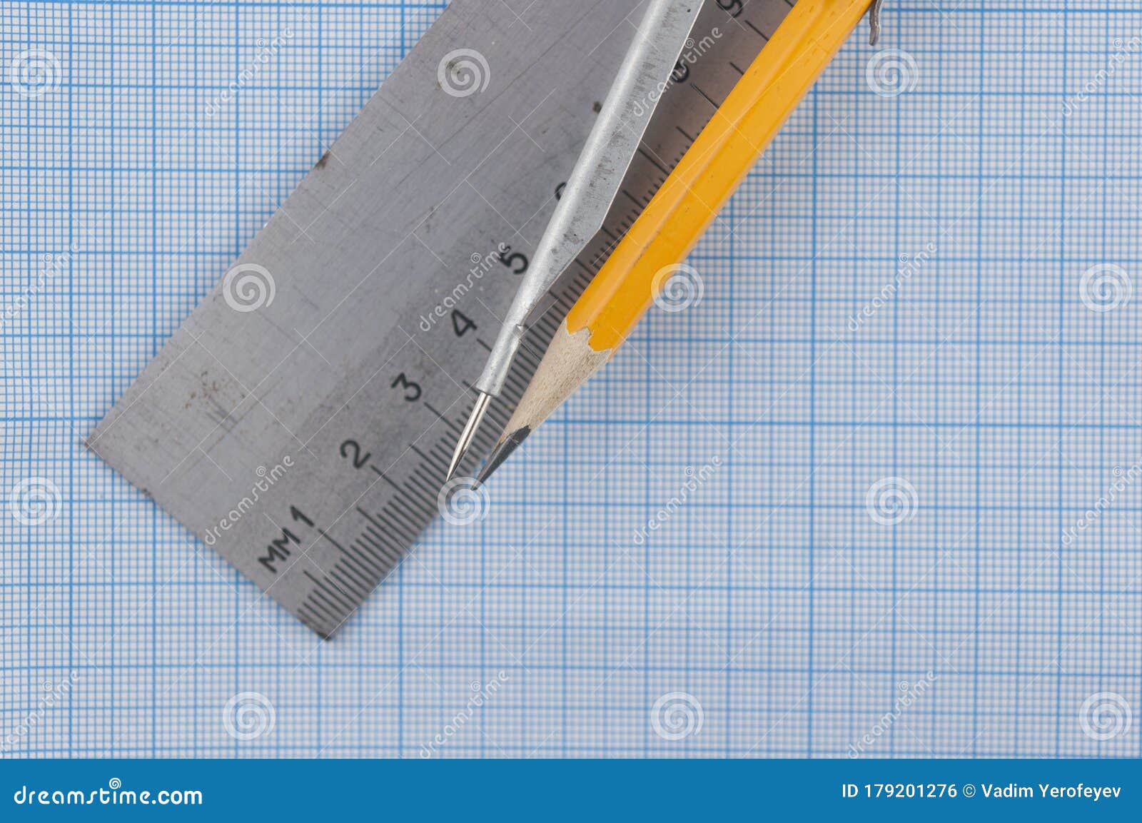 Compass Pencil And Big Stack Of White Rolled Up Royalty-Free Stock ...