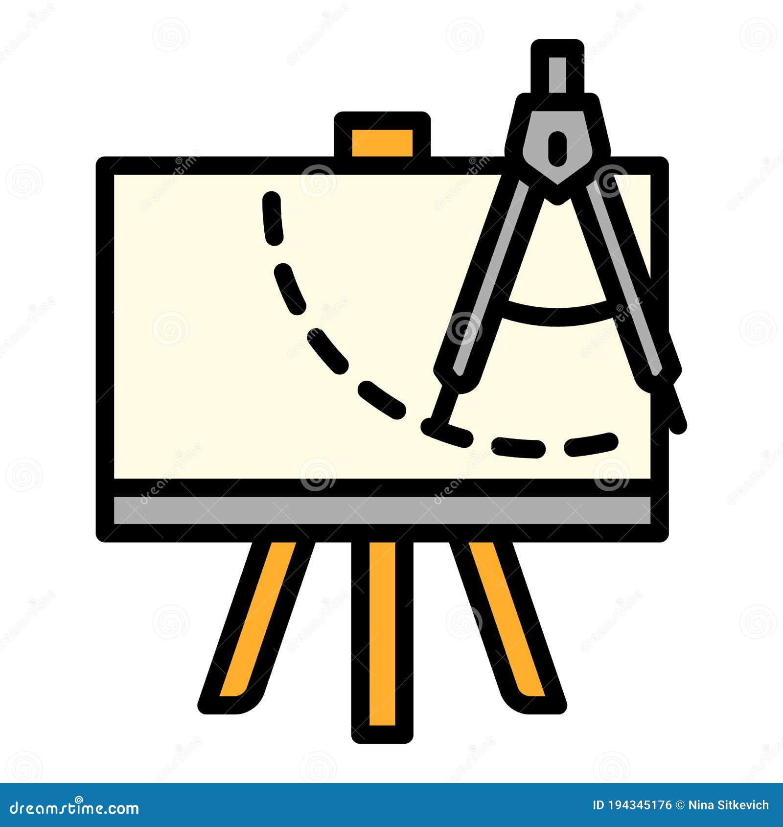 Drawing Compass Plan Icon, Outline Style Stock Vector - Illustration of ...