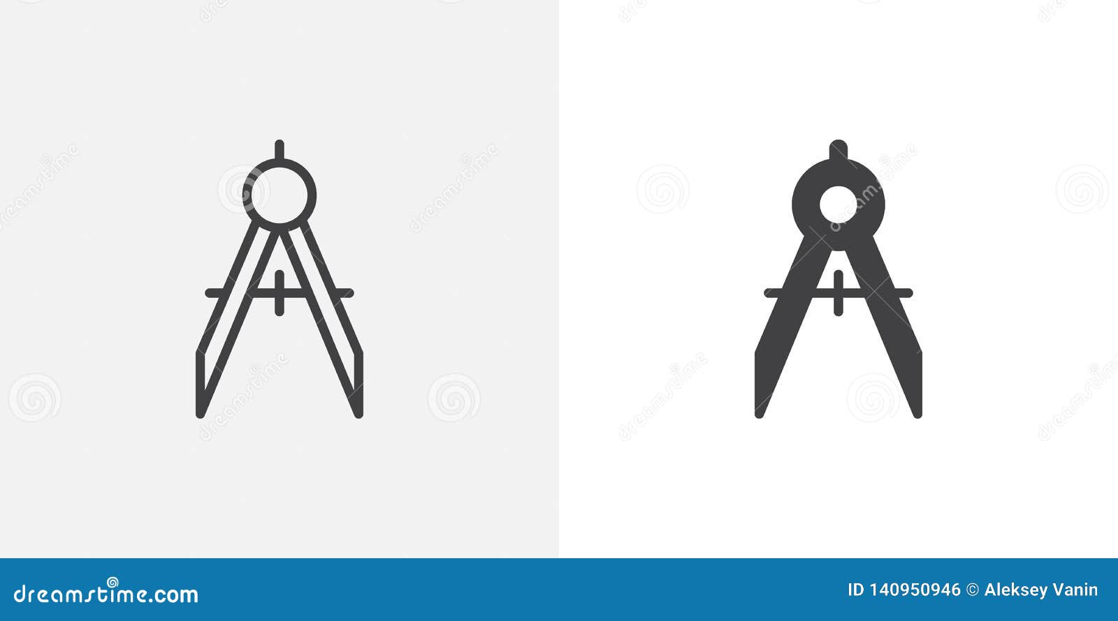 Drawing compasses icon stock vector. Illustration of logo - 140950946