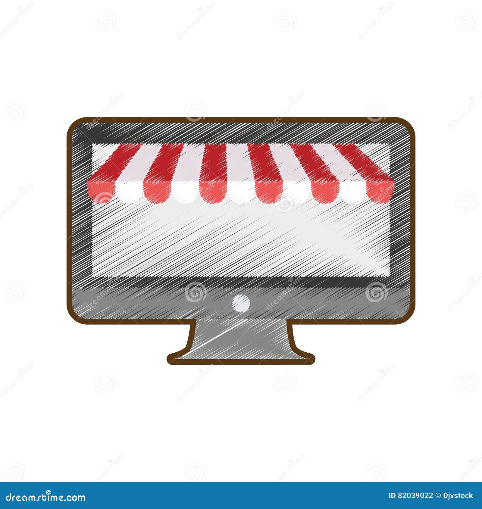 Drawing Computer Shopping Online Stock Vector - Illustration of idea ...