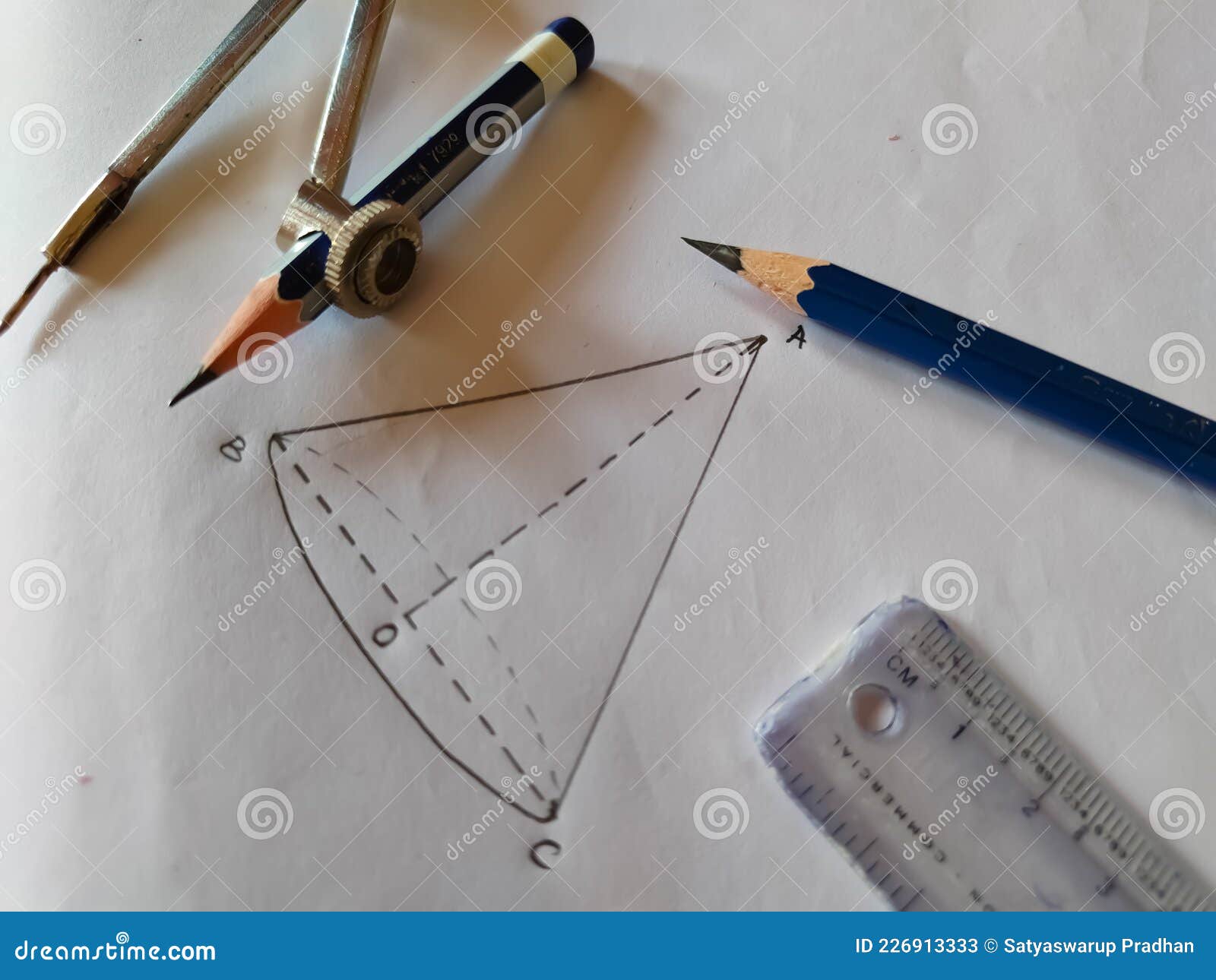 Ruler With Compass On Millimeter Paper At Desk Royalty-Free Stock Photo ...