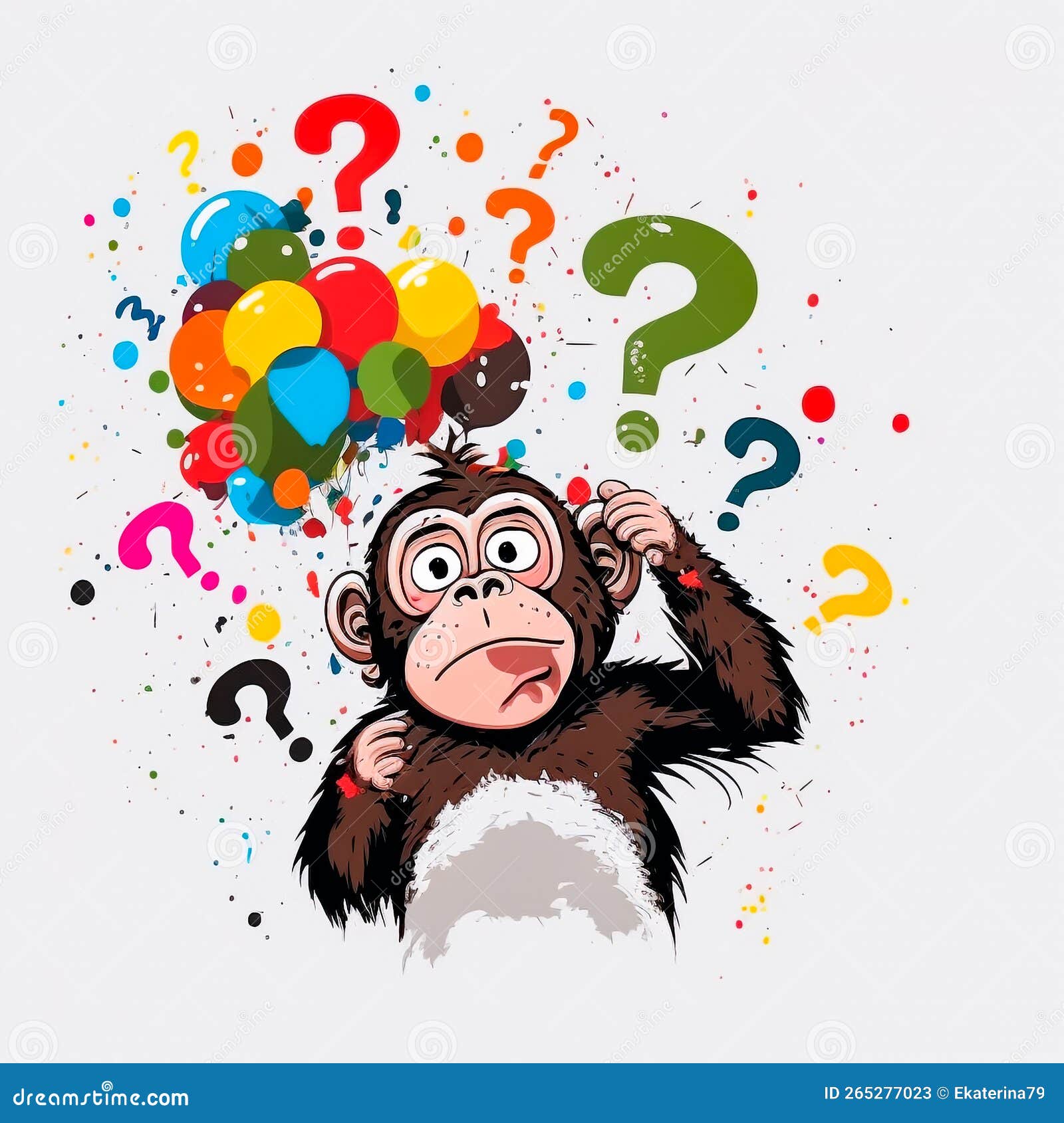 Monkey And A Question Mark Sign. Generative AI Royalty-Free Stock ...