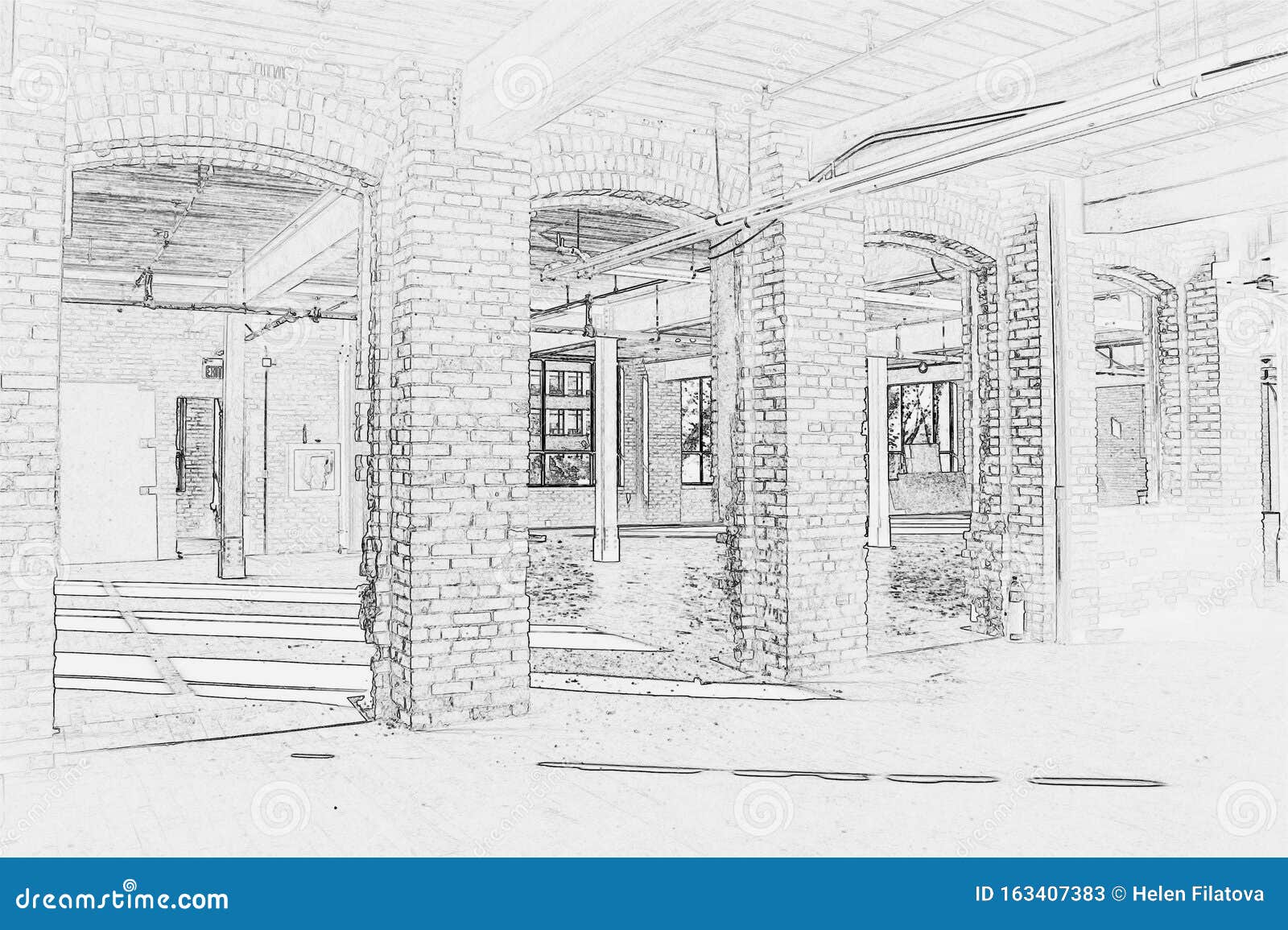 Drawing of Construction Site - Interior #4 Stock Illustration ...