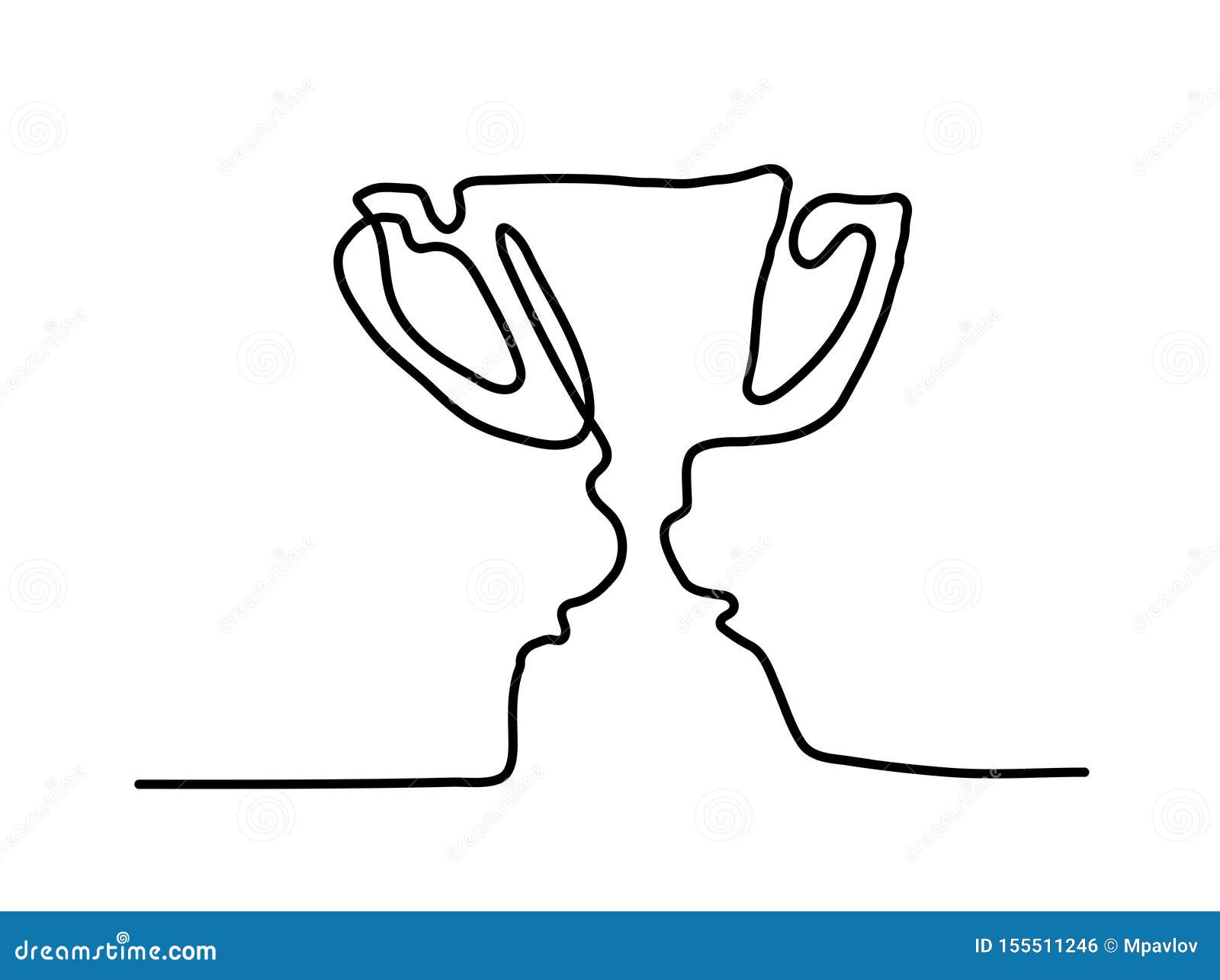 Drawing a Continuous Line of the Award Cup. Victory Trophy for the ...