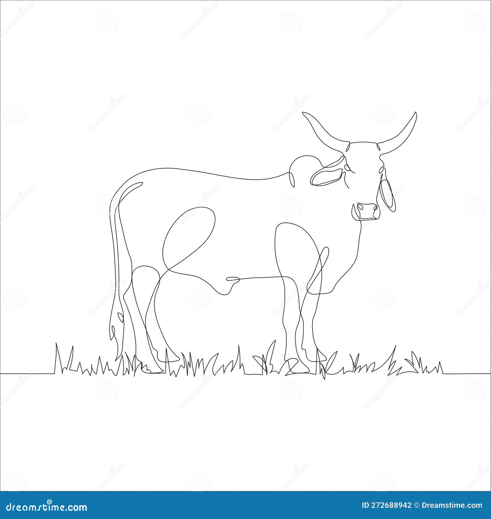 Drawing of a Continuous Line of Cow Stock Vector - Illustration of ...