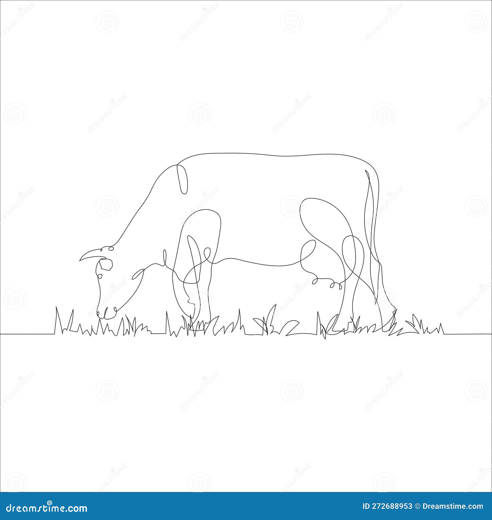 Drawing of a Continuous Line of Cattle Stock Vector - Illustration of ...