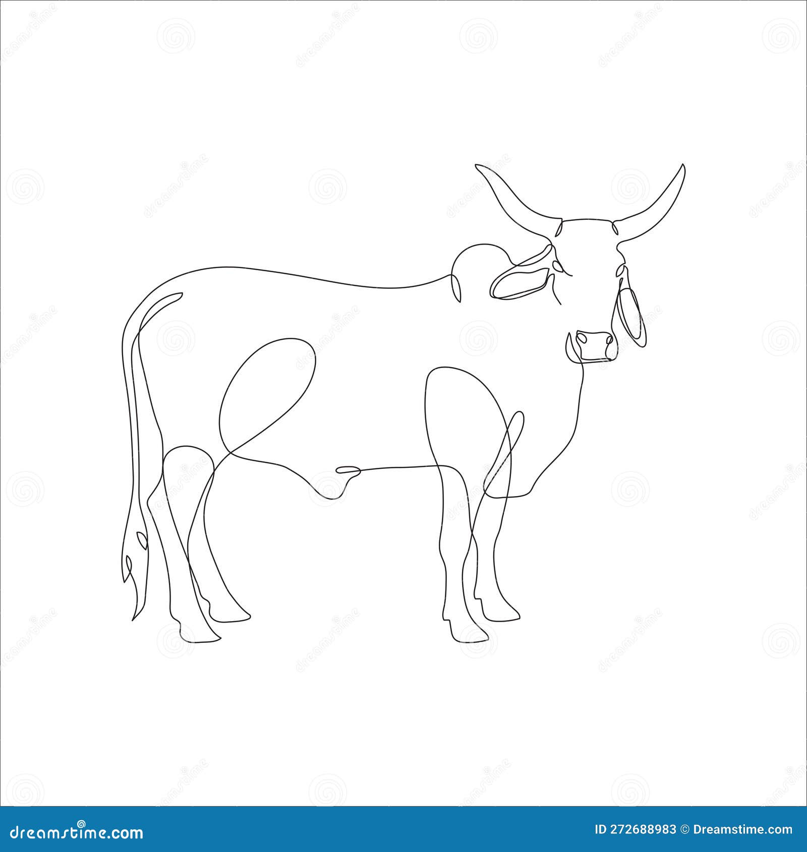 Drawing of a Continuous Line of Cow Stock Vector - Illustration of ...