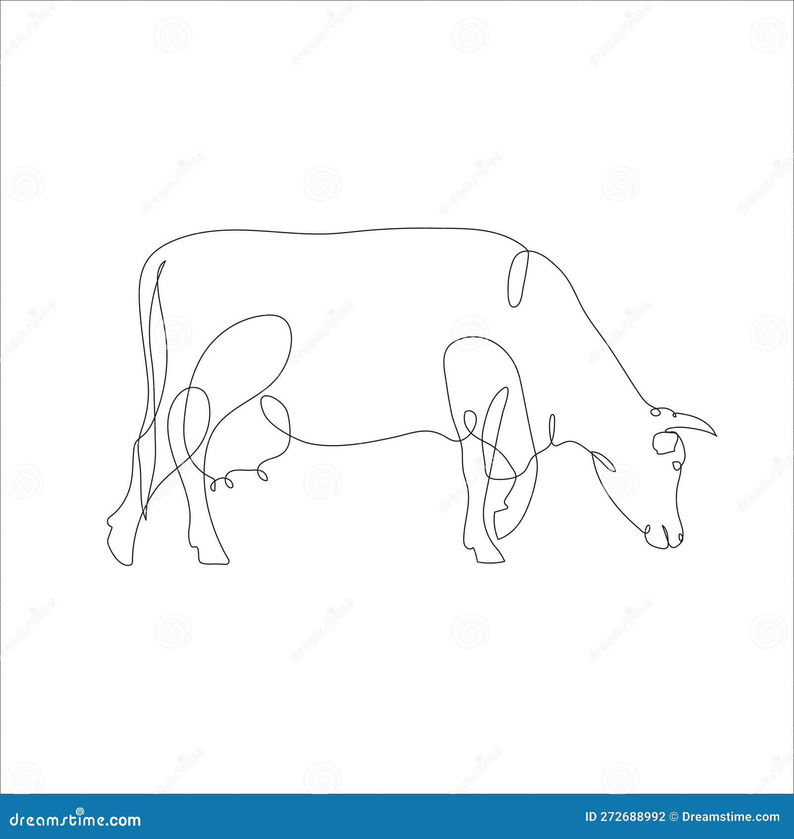 Drawing of a Continuous Line of Cow Stock Vector - Illustration of ...