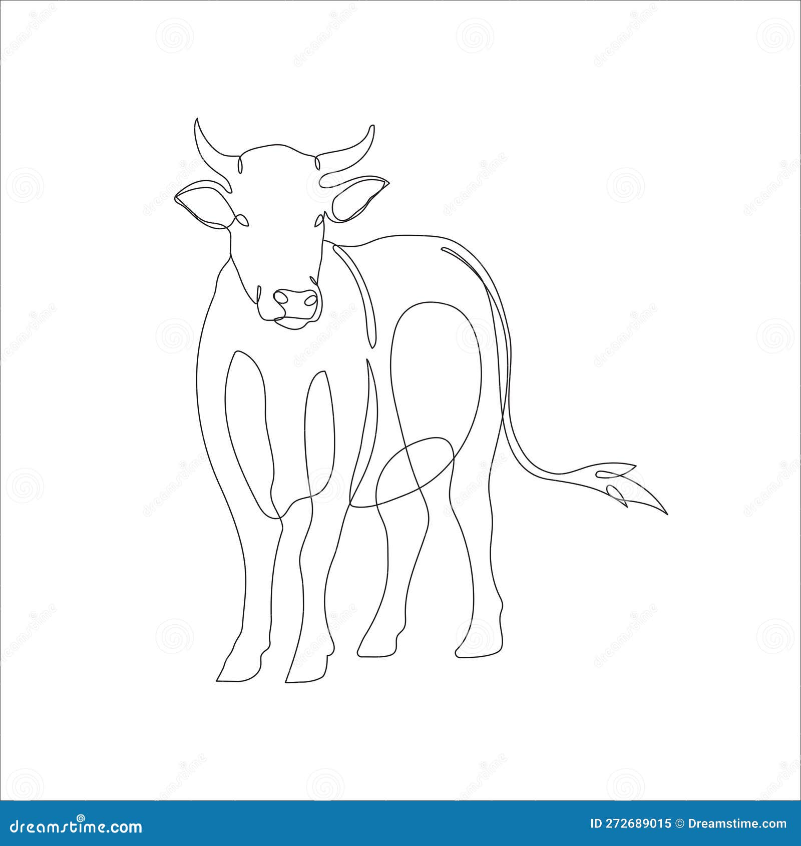 Drawing of a Continuous Line of Cow Stock Vector - Illustration of farm ...