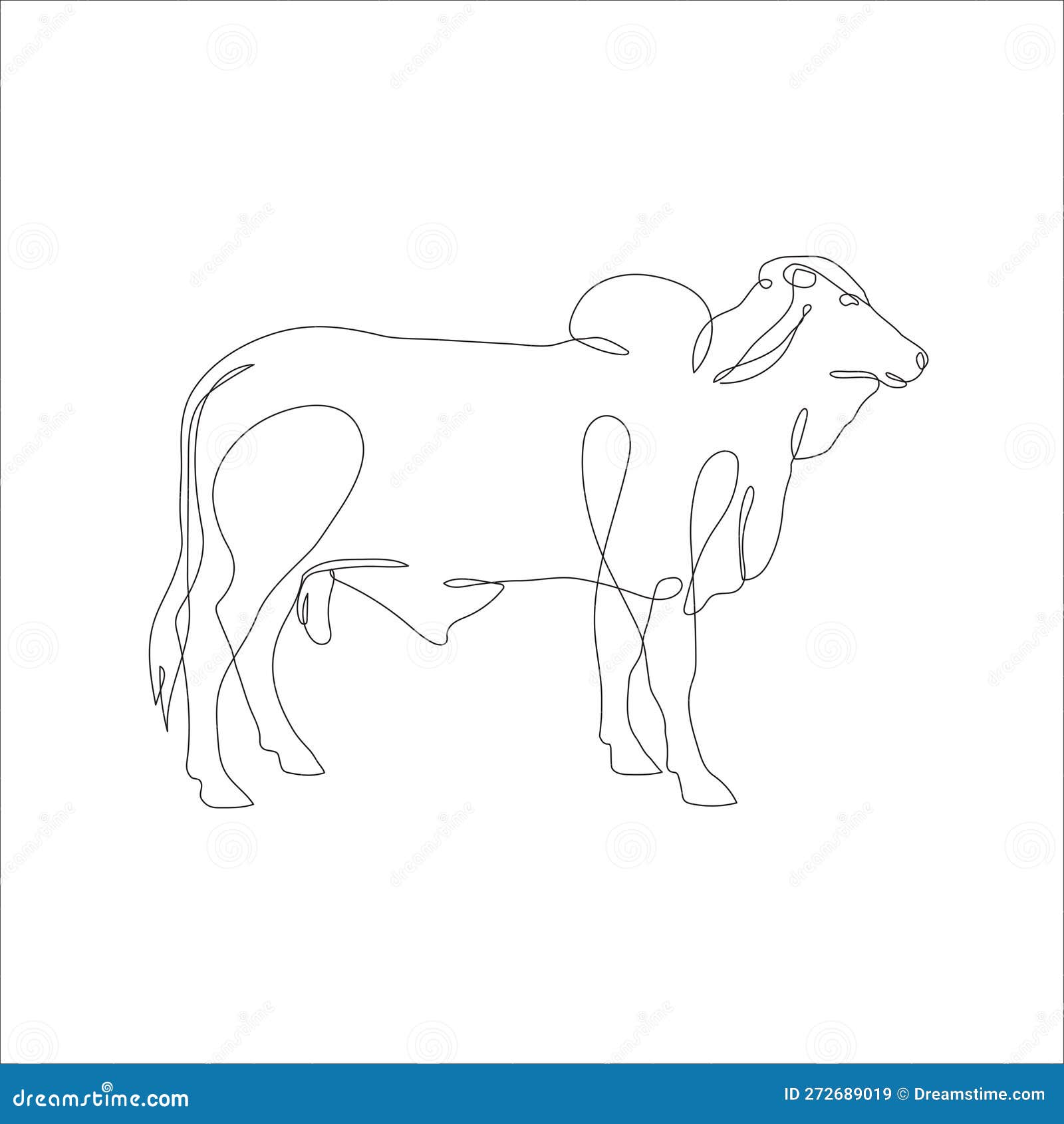 Drawing of a Continuous Line of Cow Stock Vector - Illustration of farm ...