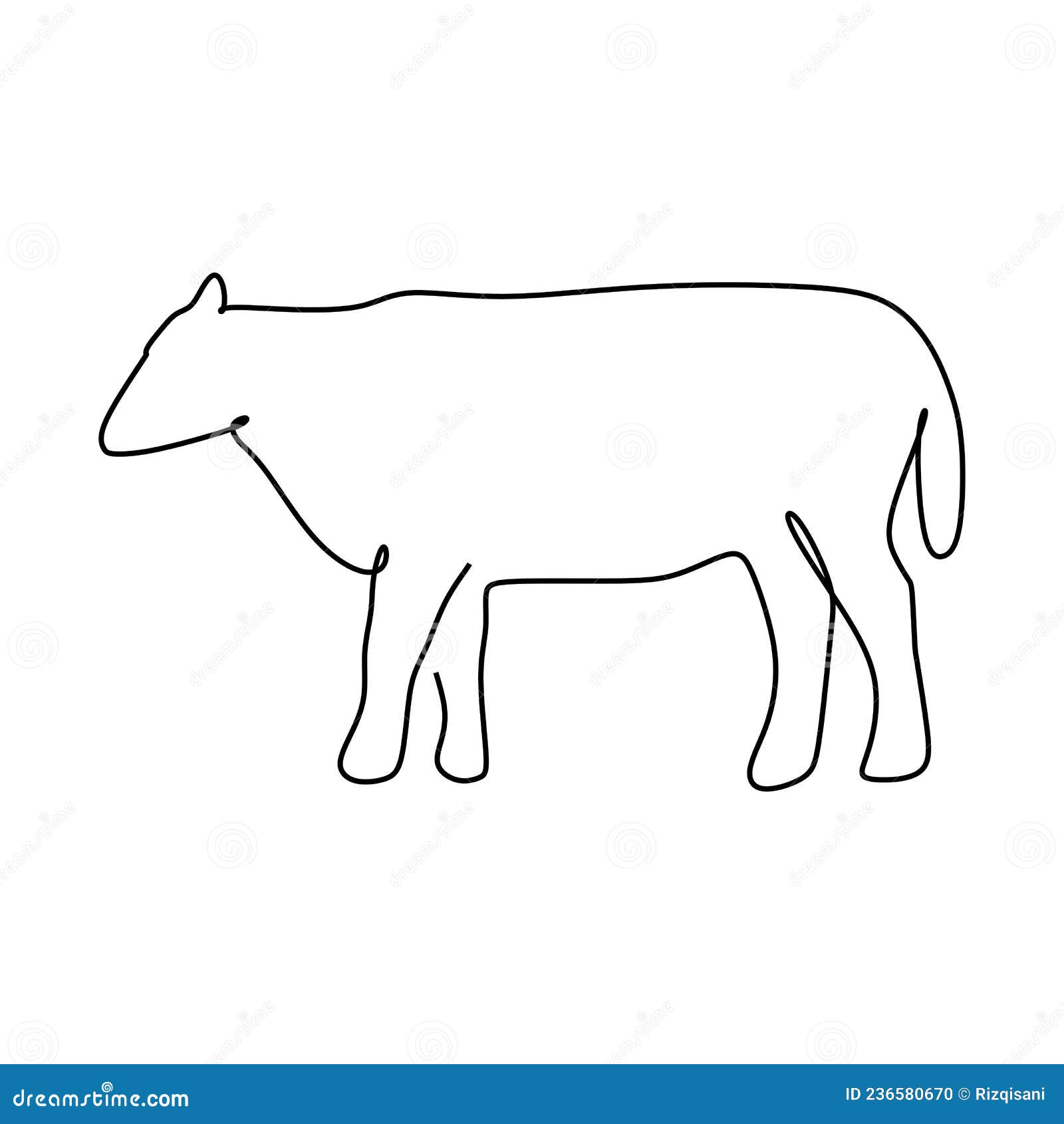 Drawing of a Continuous Line of Cattle. Cow Animal Line Hand Drawn ...