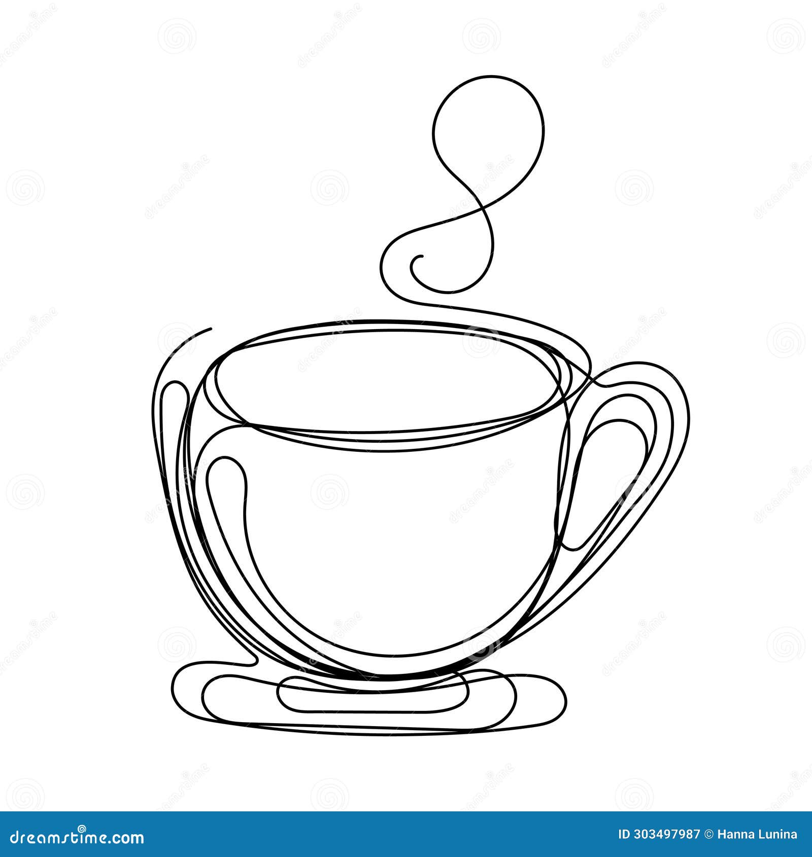 Drawing a Continuous Line. Cup of Coffee with Steam Stock Vector ...