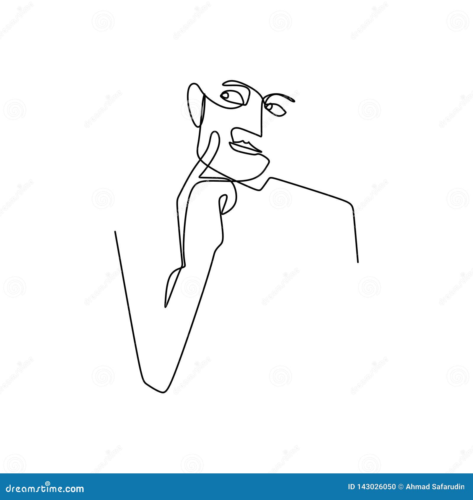 Drawing a Continuous Line of Facial Expressions Stock Vector ...