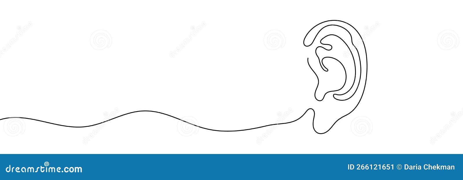 Drawing a Continuous Line of the Human Ear. Stock Vector - Illustration ...