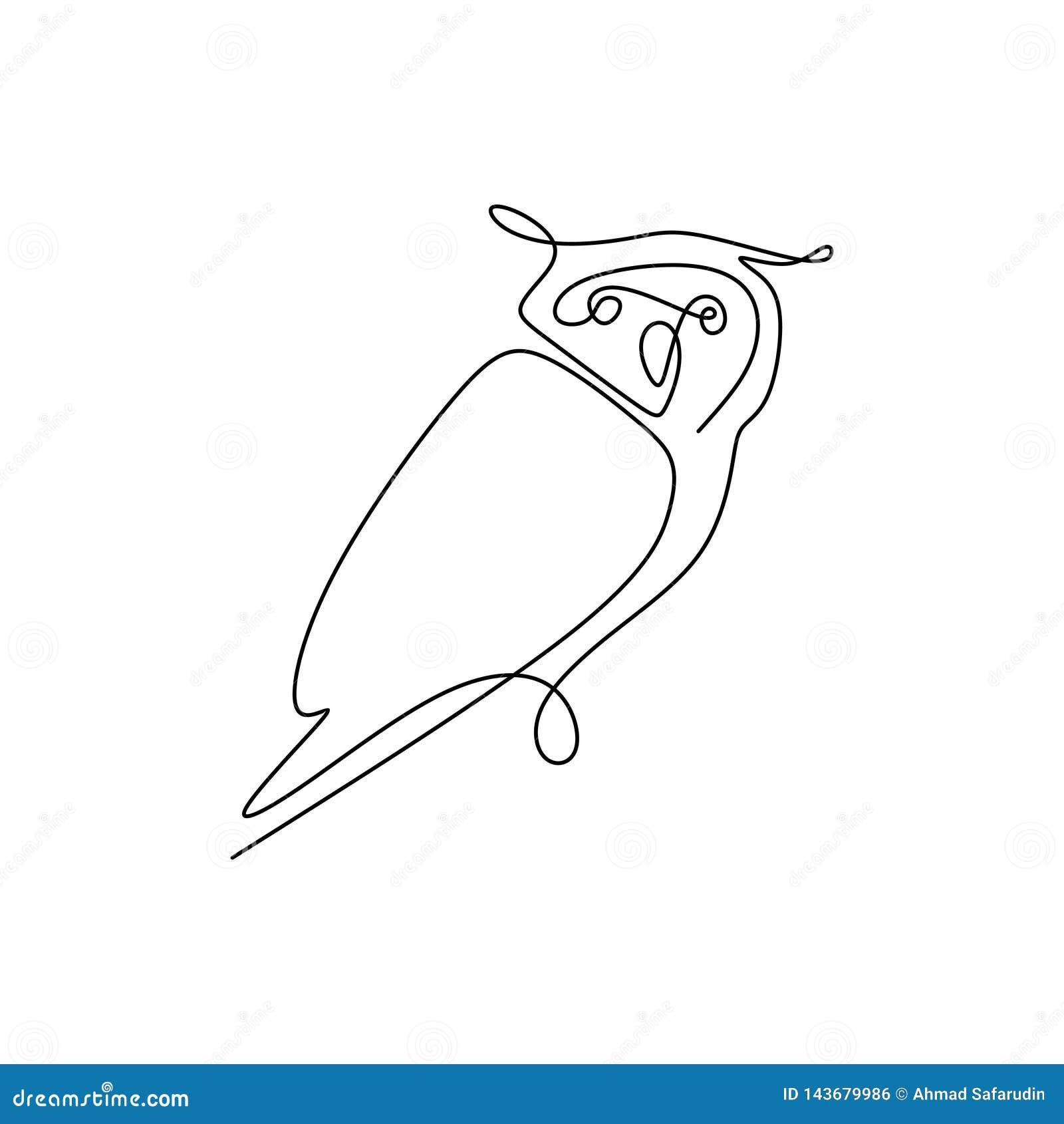Drawing a Continuous Line of Owls with a Simple Design Stock Vector ...