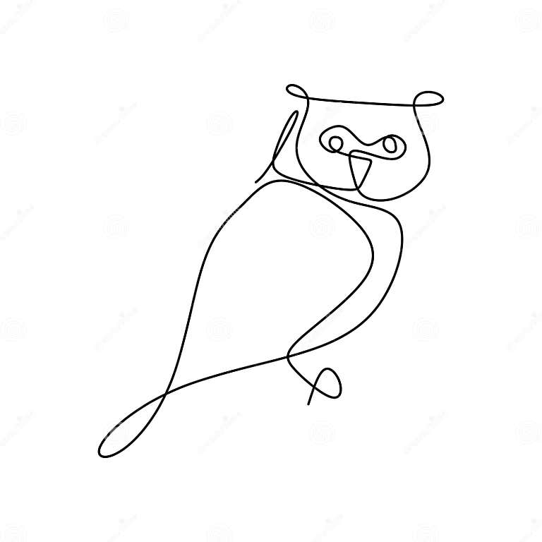 Drawing a Continuous Line of Owls with a Simple Design Stock Vector ...