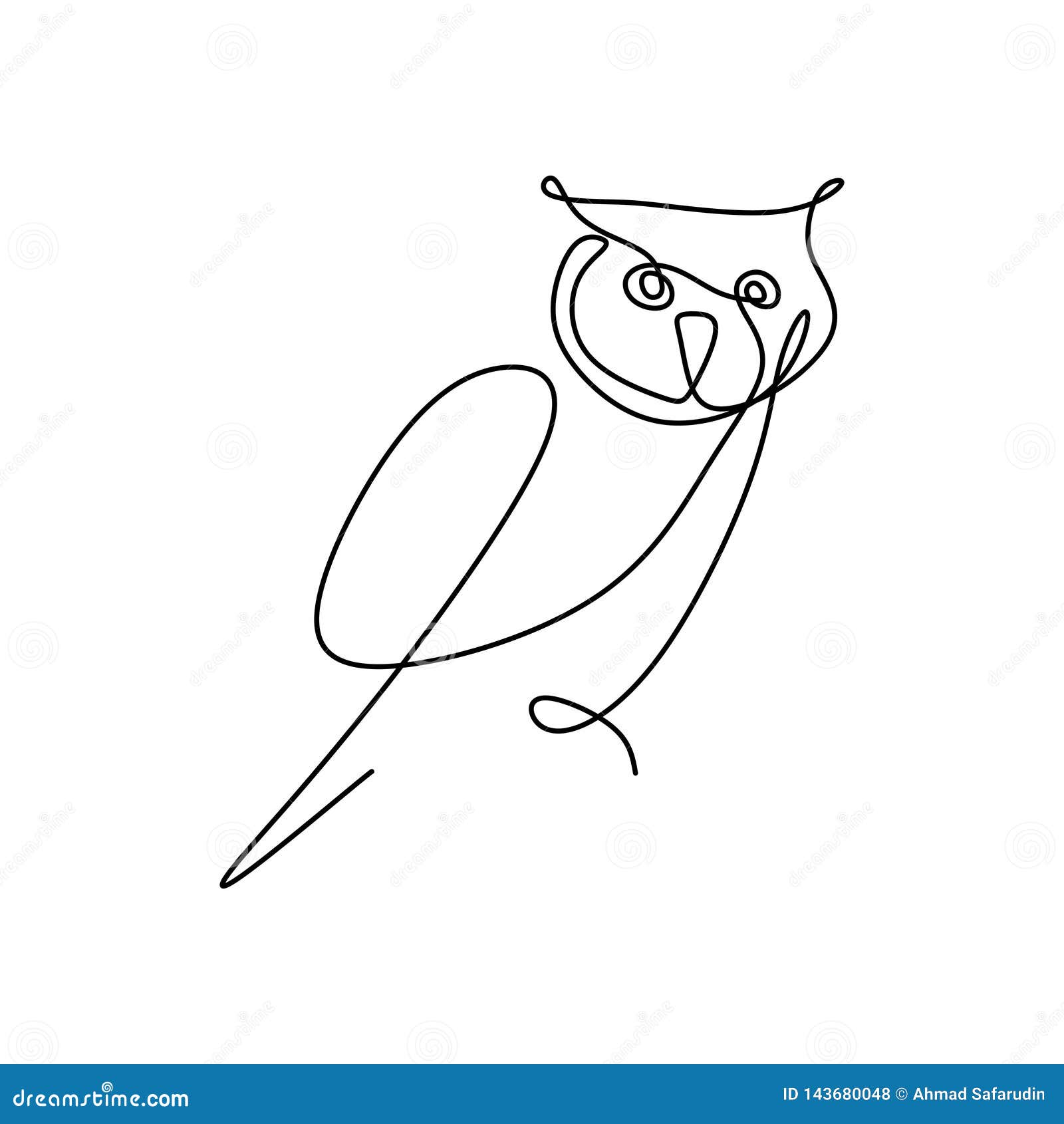 Drawing a Continuous Line of Owls with a Simple Design Stock Vector ...