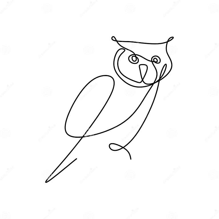 Drawing a Continuous Line of Owls with a Simple Design Stock Vector ...