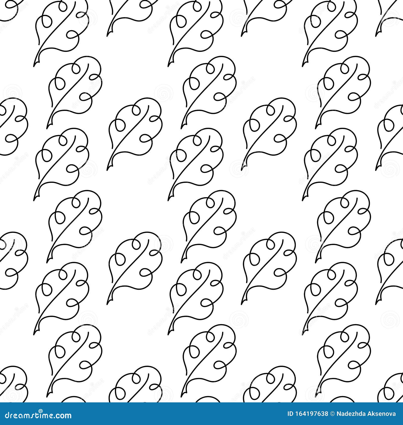 Drawing Continuous Oak Lines of Leaves with Simple Lines. Seamless ...