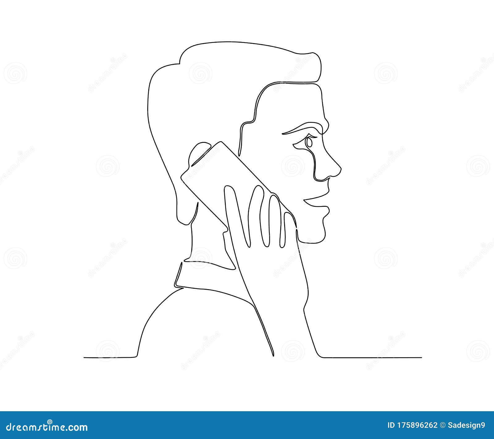 Drawing a Continuous One Line Man Talking on the Phone. Stock Vector ...