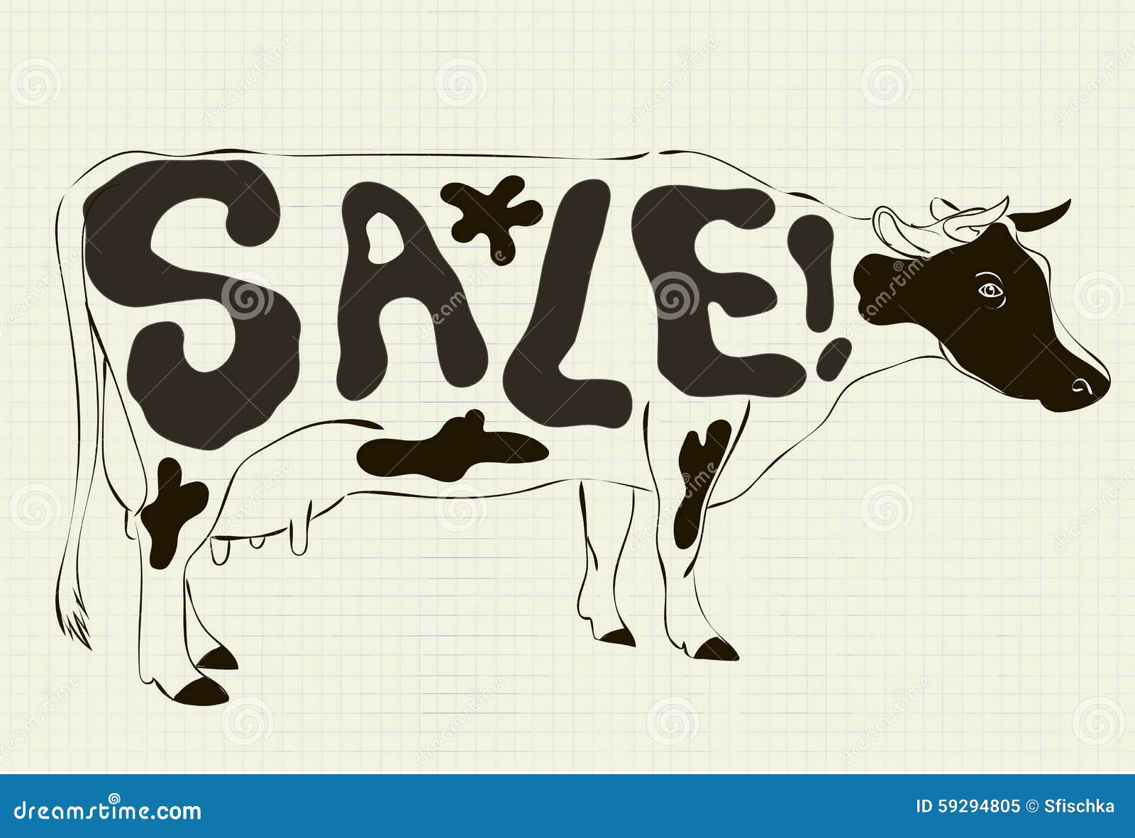 Drawing of the Cow with Spots Stock Vector - Illustration of skin, sold ...