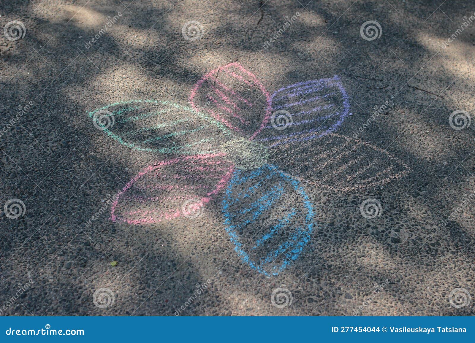 Children S Drawing on the Pavement. Multicolored Chalk Stock Photo ...