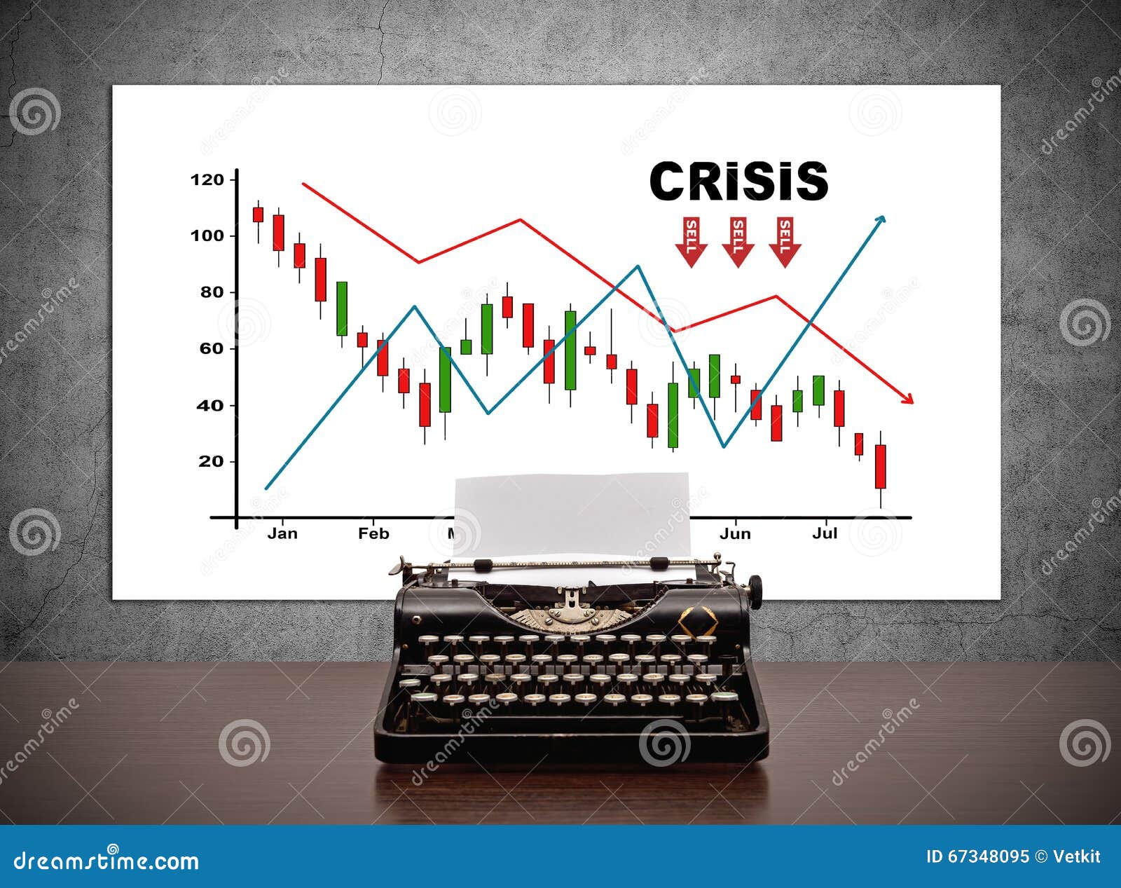 Drawing Crisis Chart On Placard Royalty-Free Stock Photo ...