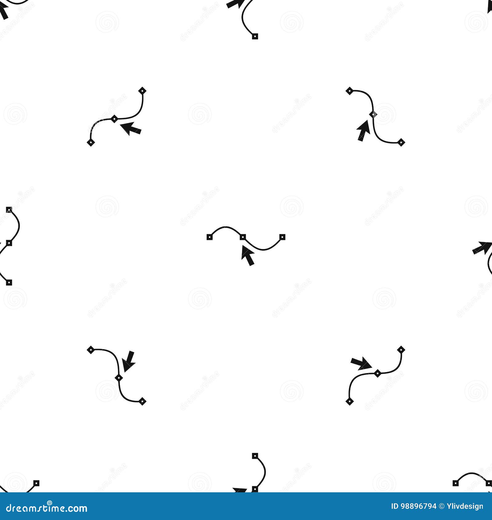 Drawing the Curve Pattern Seamless Black Stock Vector - Illustration of ...